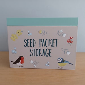 Garden Birds Seed Packet Storage Box Garden Organiser Wooden Gardeners ...
