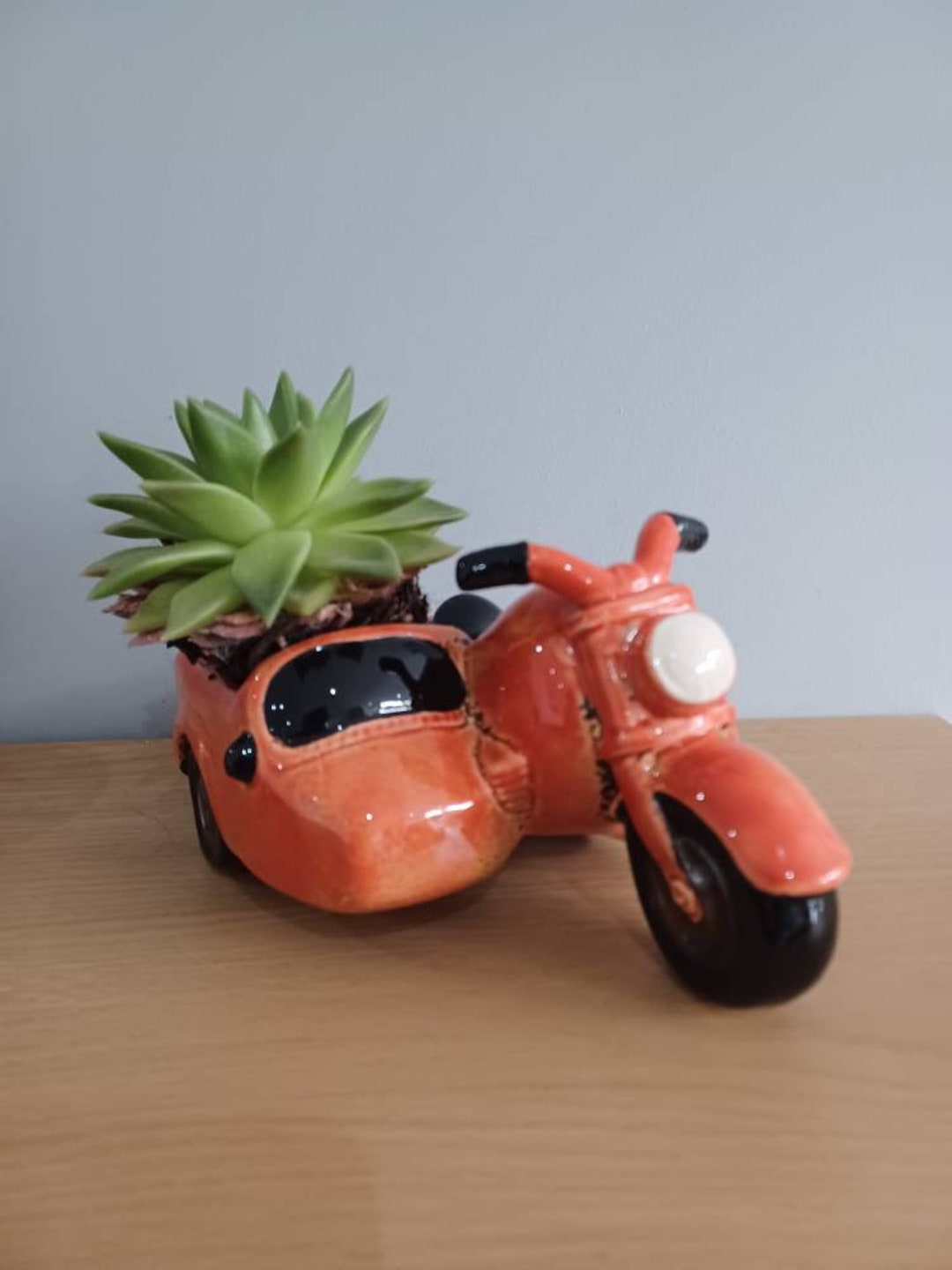 Ceramic Motorcycle and Side Car Planter for Cacti /succulents Rustic ...