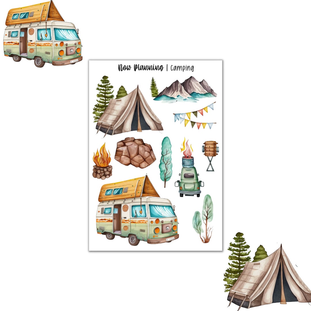 Camping Sticker Sheet Journal Stickers, Planner Stickers, Scrapbook ...