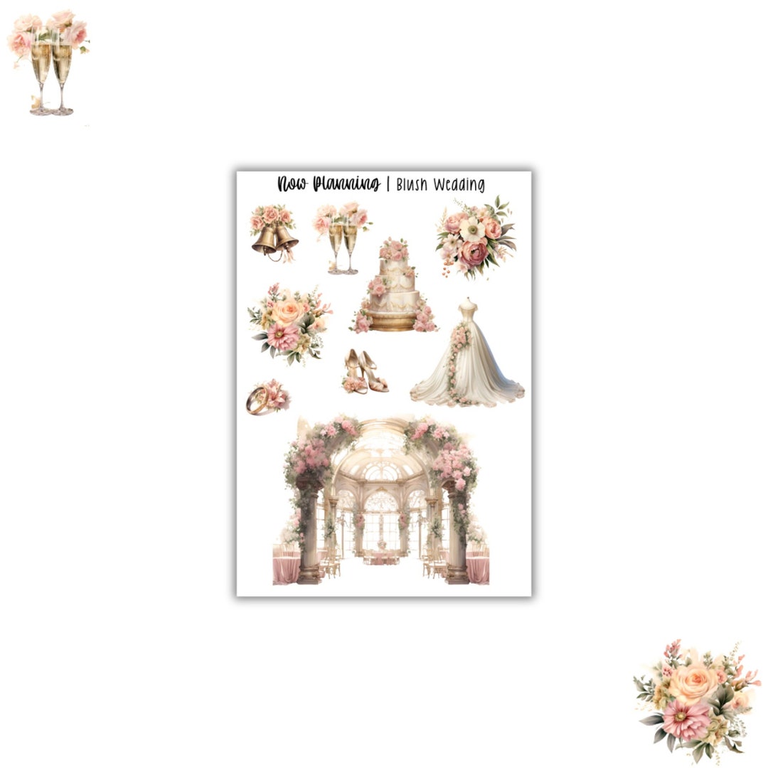 Blush Wedding Sticker Sheet | Mr. & Mrs. | Journal Stickers, Planner ...