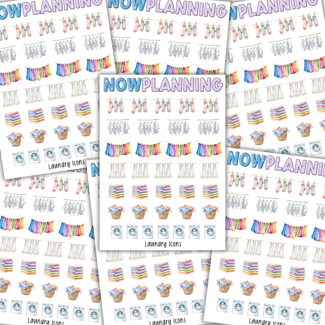 Laundry Icons Sticker Sheet | Journal Stickers, Planner Stickers ...