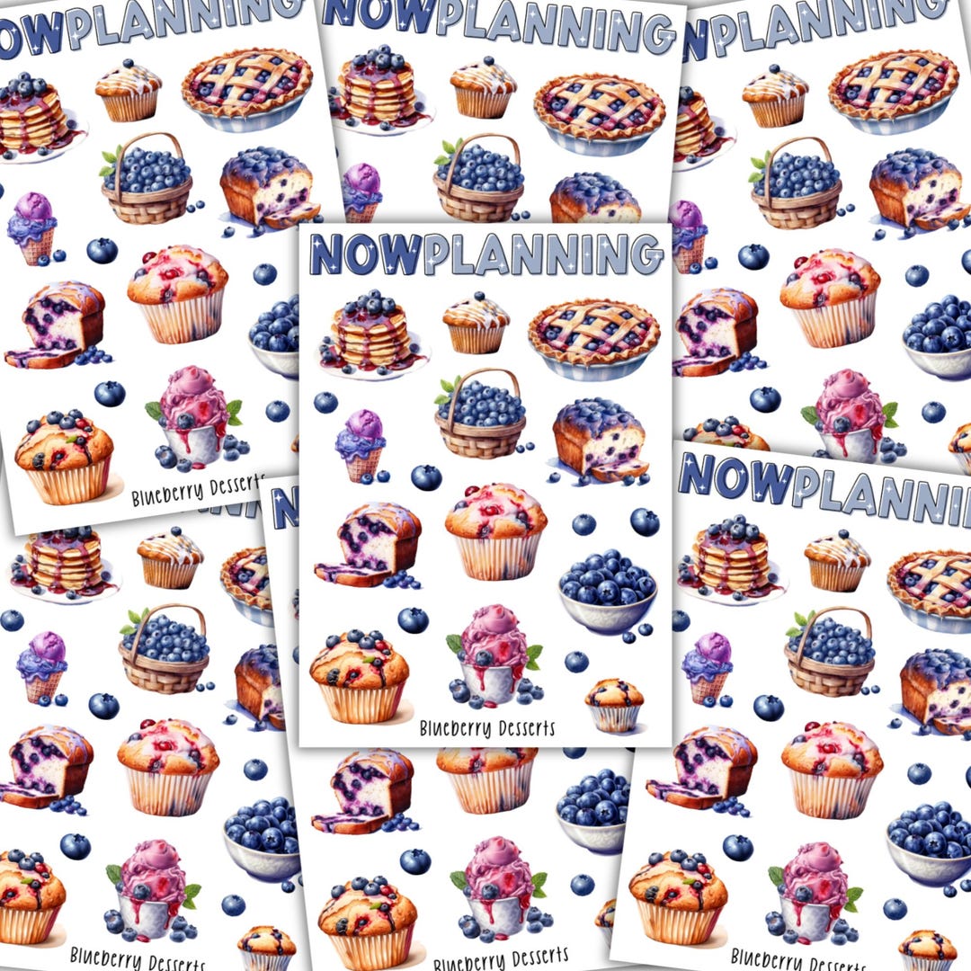 Blueberry Desserts Sticker Sheet | Journal Stickers, Planner Stickers ...