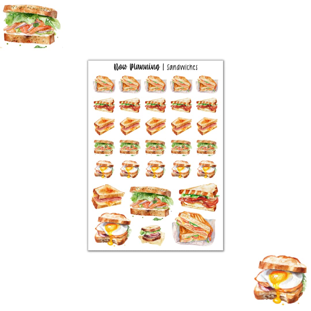 Sandwiches Sticker Sheet Bullet Journal Stickers, Planner Stickers ...