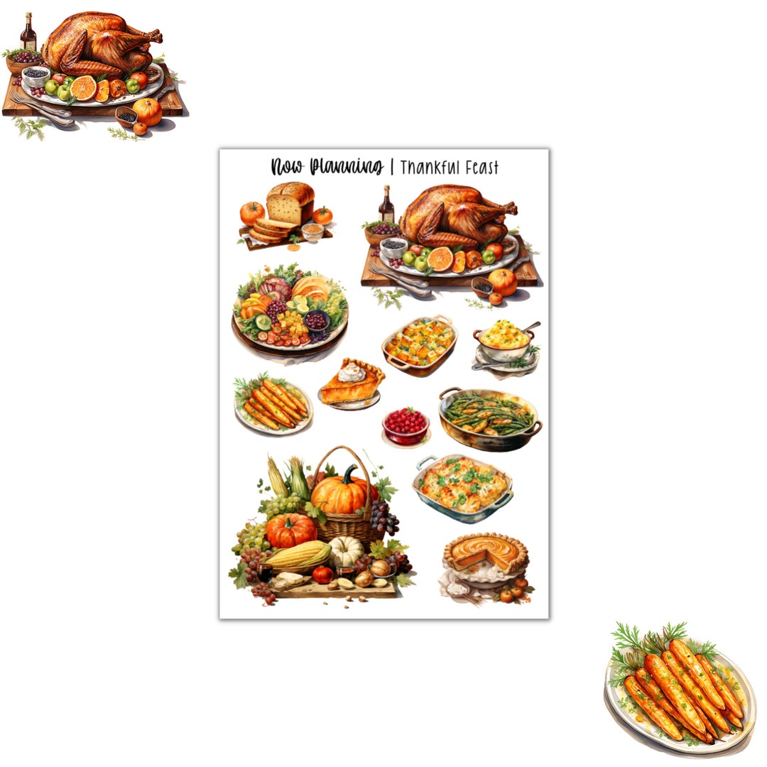 Thankful Feast Sticker Sheet | Fall Stickers | Journal Stickers ...