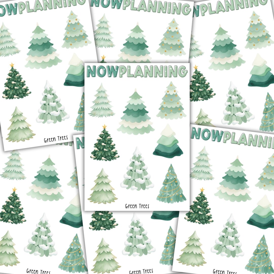 Green Trees Sticker Sheet | Christmas Stickers | Bullet Journal ...