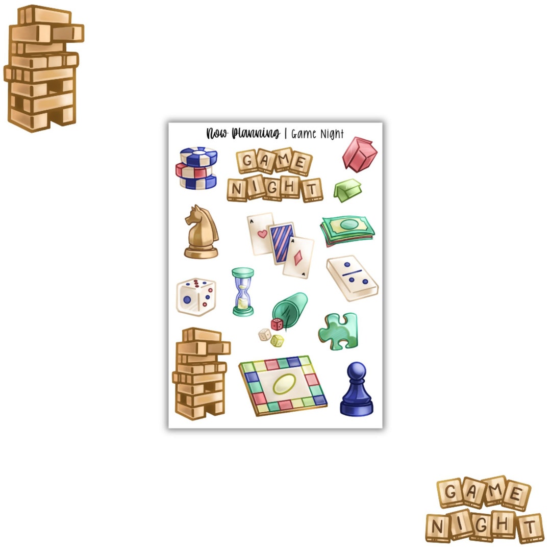 Game Night Sticker Sheet | Journal Stickers, Planner Stickers ...