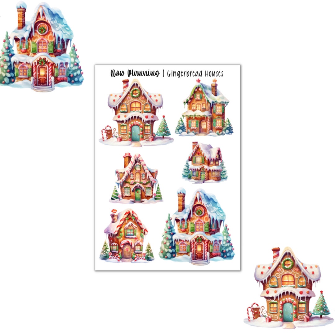 Gingerbread Houses Sticker Sheet | Christmas | Bullet Journal Stickers ...