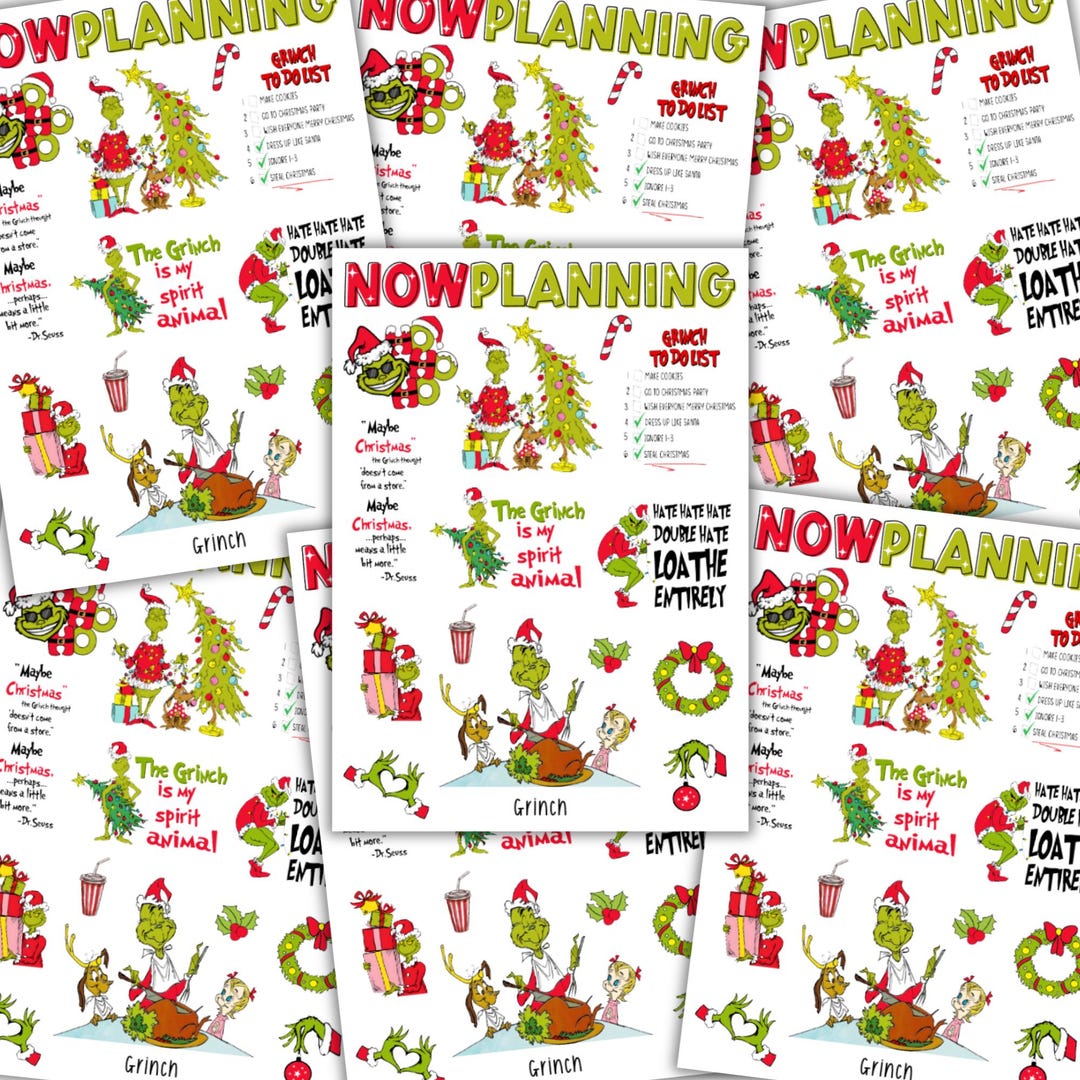 Grinch Sticker Sheet | Christmas Stickers | Bullet Journal Stickers ...