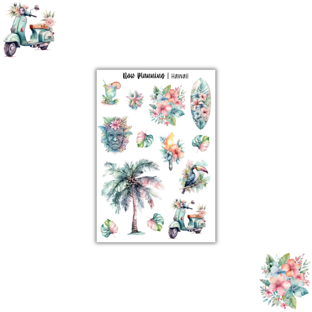 Hawaii Sticker Sheet | Summer Stickers | Journal Stickers, Planner ...