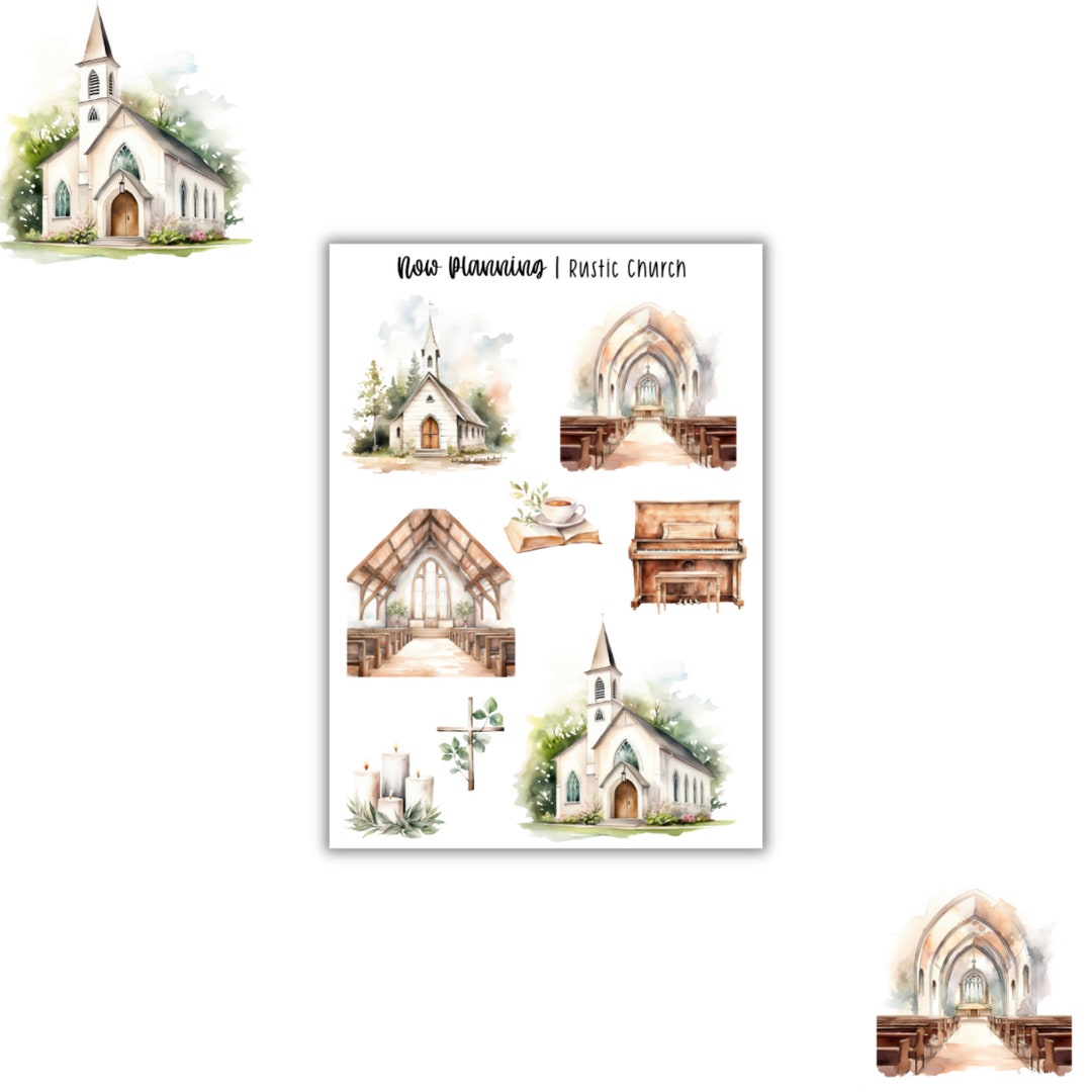 Rustic Church Sticker Sheet | Faith Stickers | Journal Stickers ...