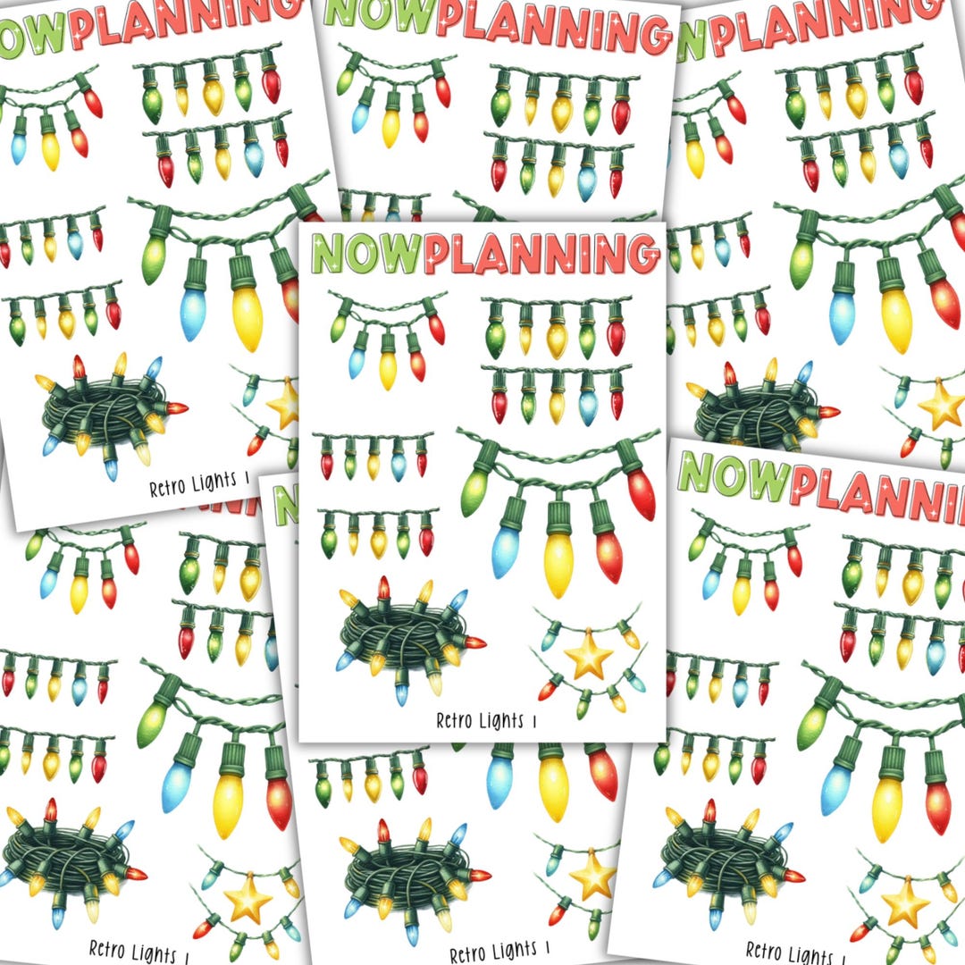 Retro Lights 1 Sticker Sheet | Christmas Stickers | Bullet Journal ...