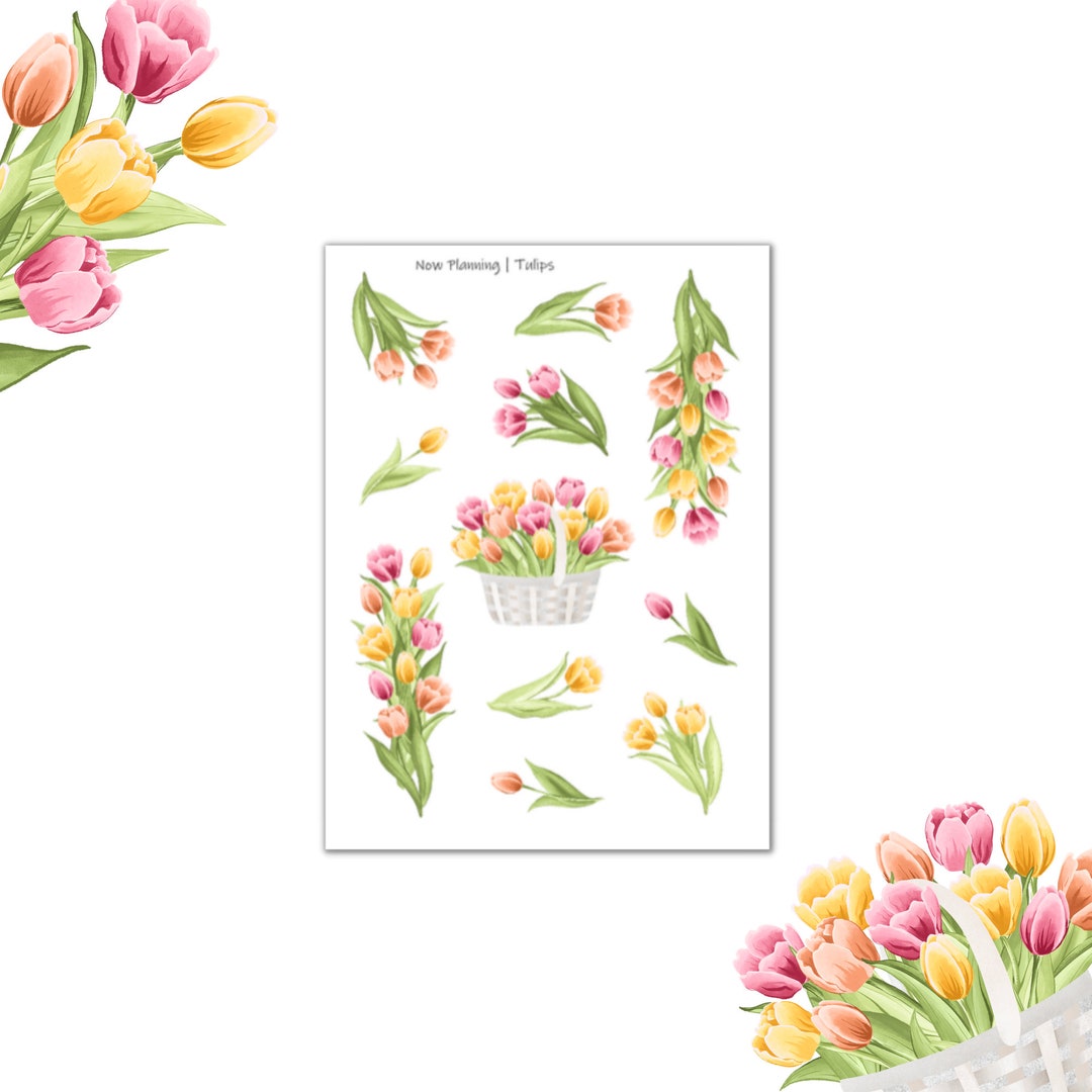 Tulip Sticker Sheet | Journal Stickers, Planner Stickers, Scrapbook ...