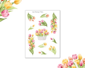 Spring Tulips Sticker Sheet, Journal Stickers, Planner Stickers ...