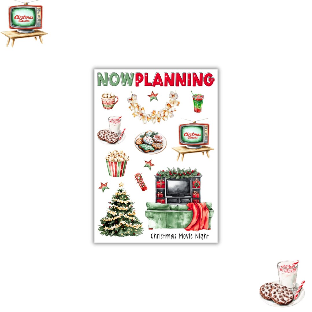 Christmas Movie Night Sticker Sheet | Christmas Stickers | Bullet ...