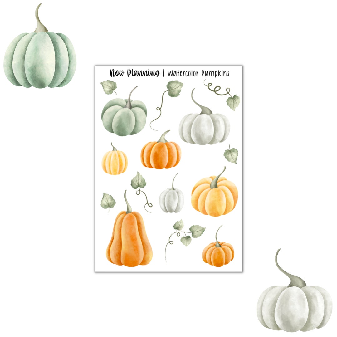 Watercolor Pumpkins Sticker Sheet | Fall Stickers | Journal Stickers ...