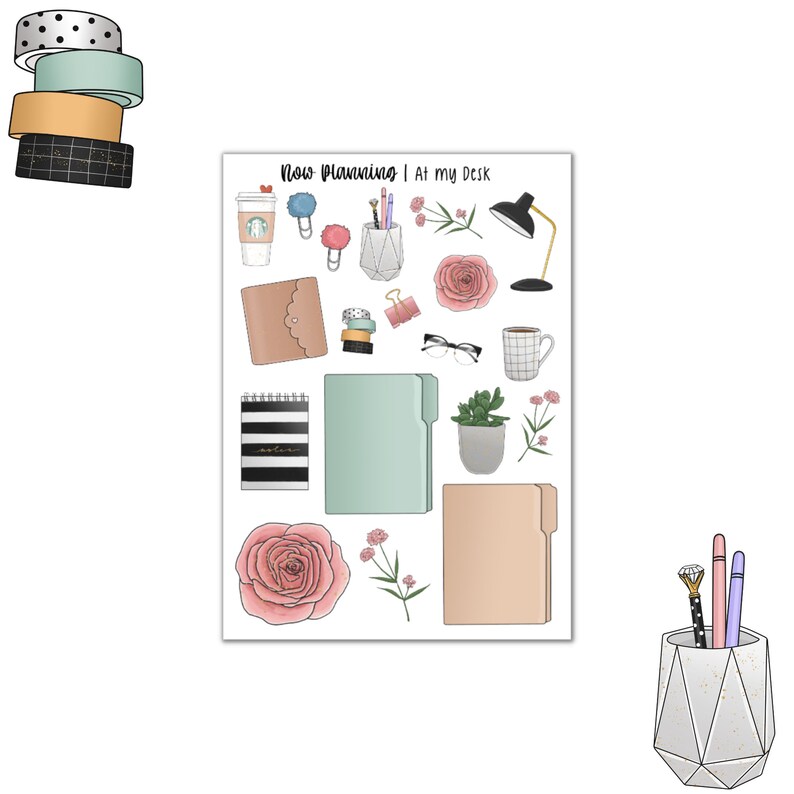 At My Desk Sticker Sheet Bullet Journal Stickers Planner - Etsy