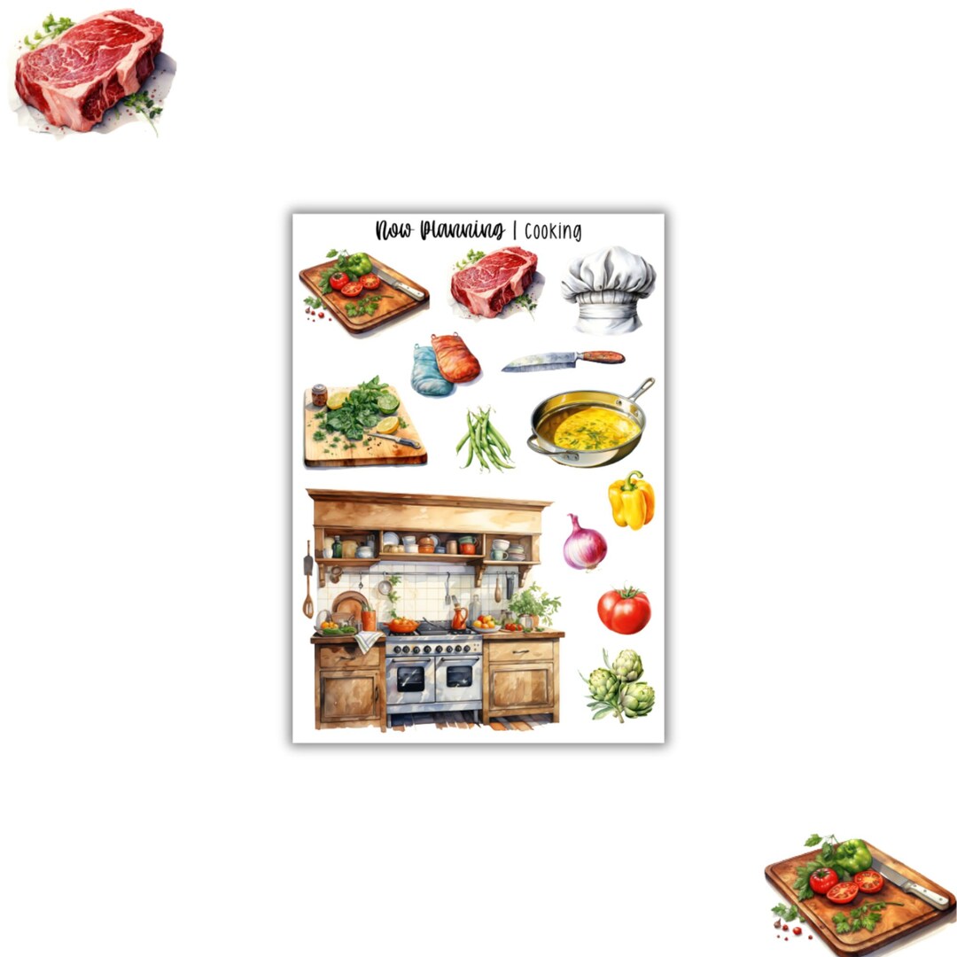 Cooking Sticker Sheet | Journal Stickers, Planner Stickers, Scrapbook ...