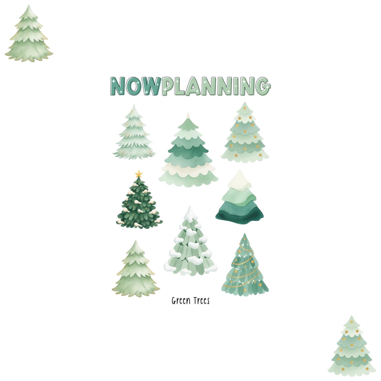 Green Trees Sticker Sheet | Christmas Stickers | Bullet Journal ...