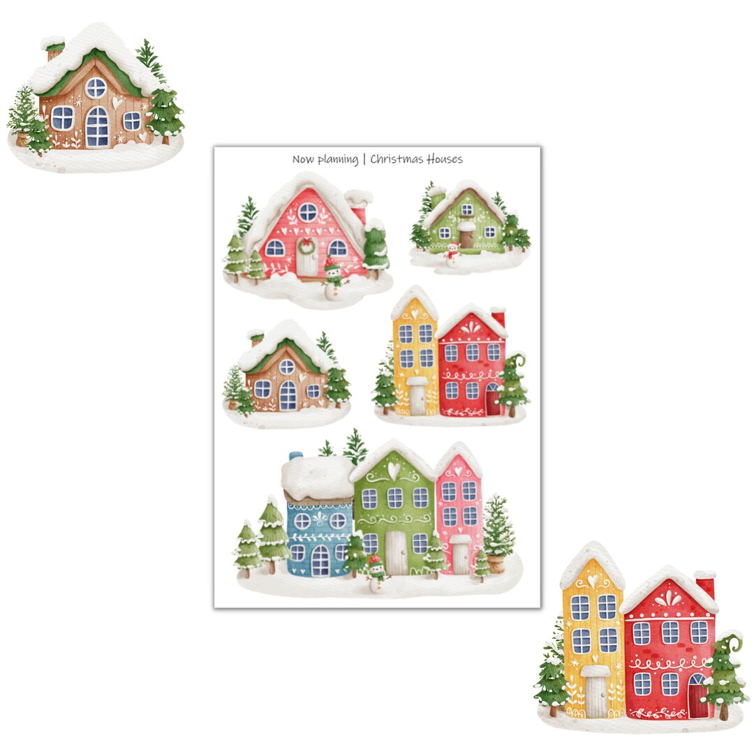 Christmas Houses Sticker Sheet Bullet Journal Stickers, Planner ...