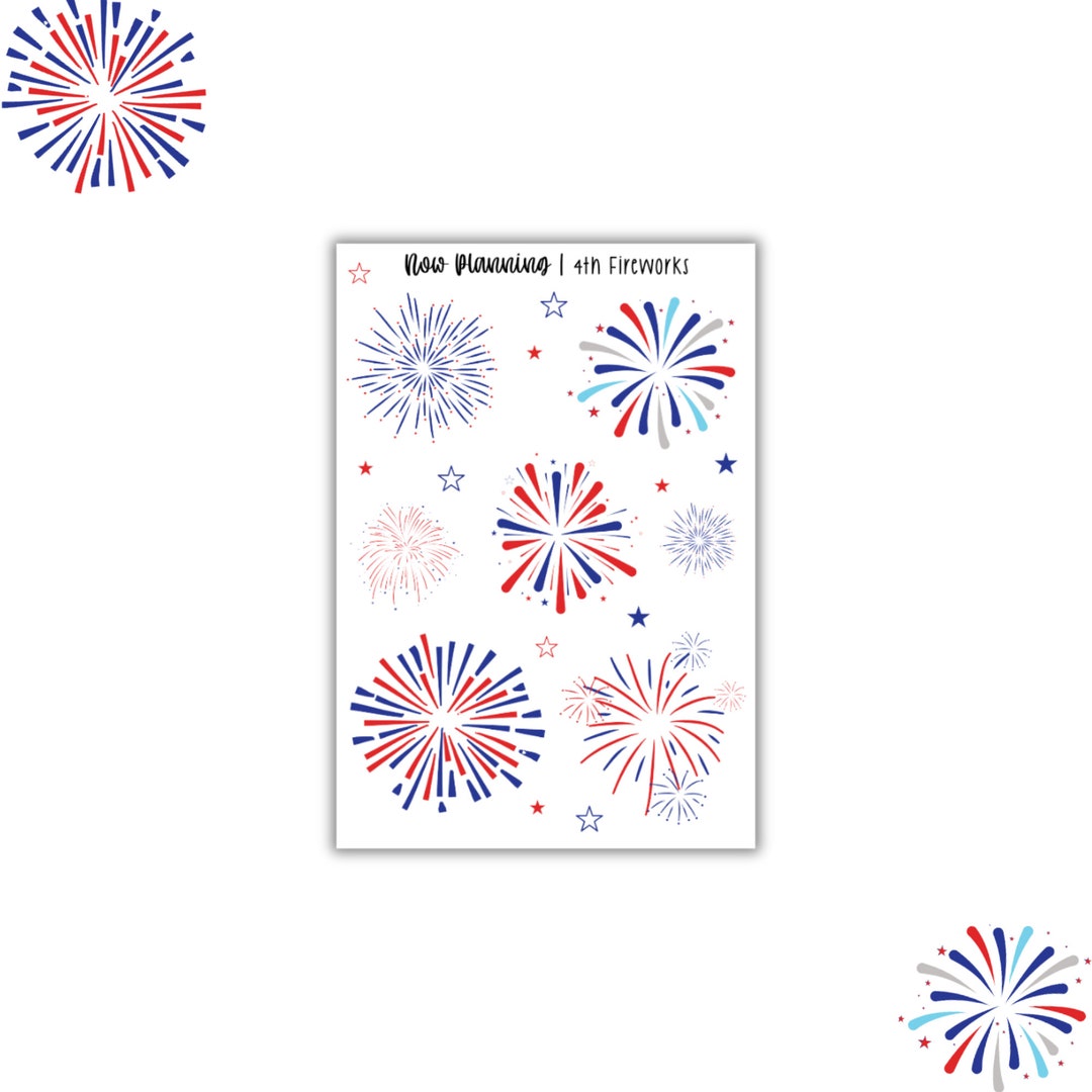 4th Fireworks Sticker Sheet | 4th of July | Journal Stickers, Planner ...