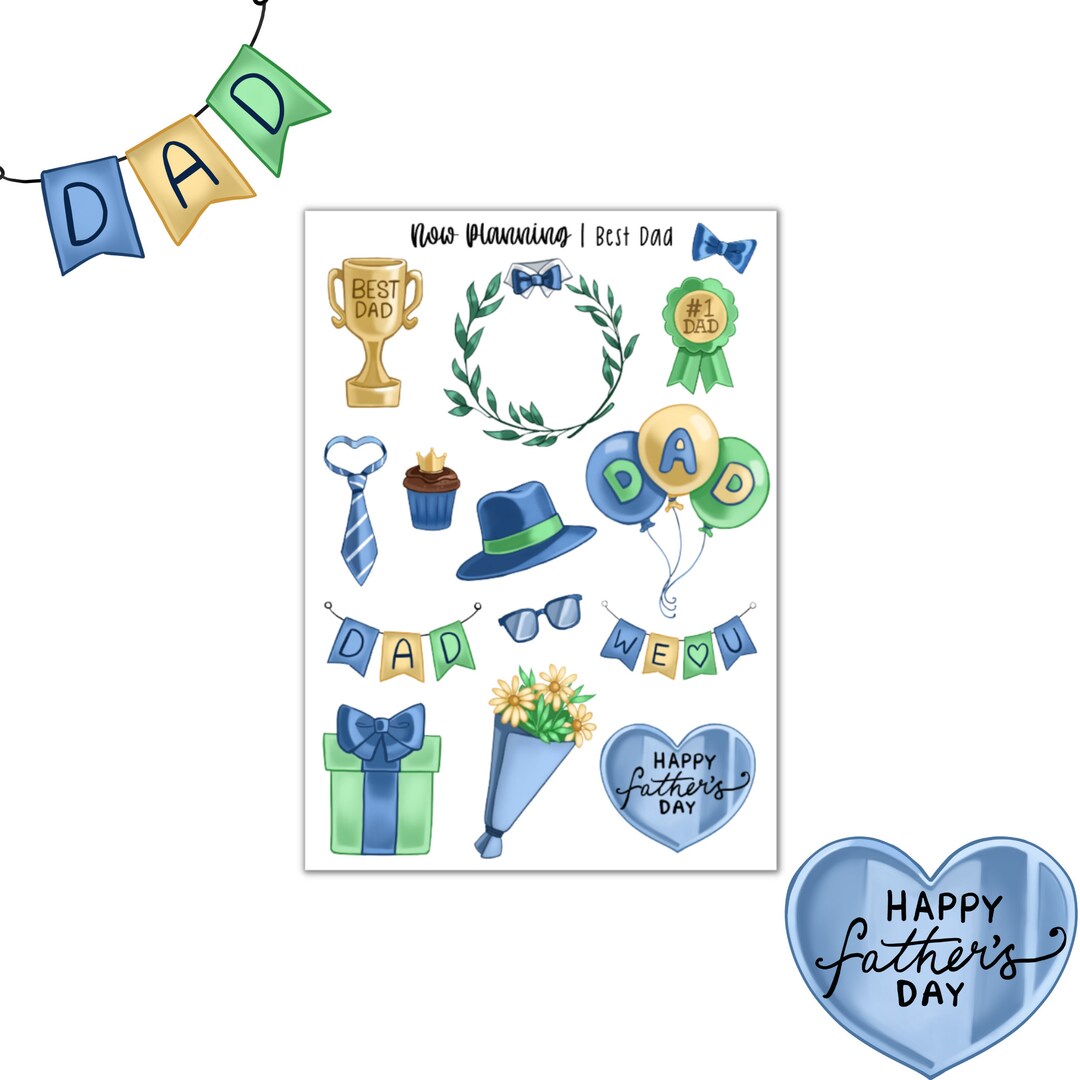 Best Dad Sticker Sheet | Journal Stickers, Planner Stickers, Scrapbook ...