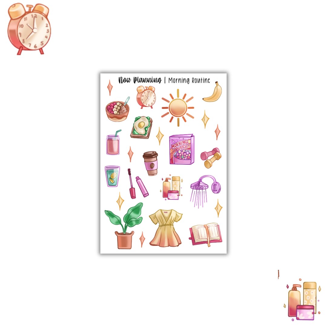 Morning Routine Sticker Sheet Bullet Journal Stickers, Planner Stickers, Scrapbook Stickers - Etsy