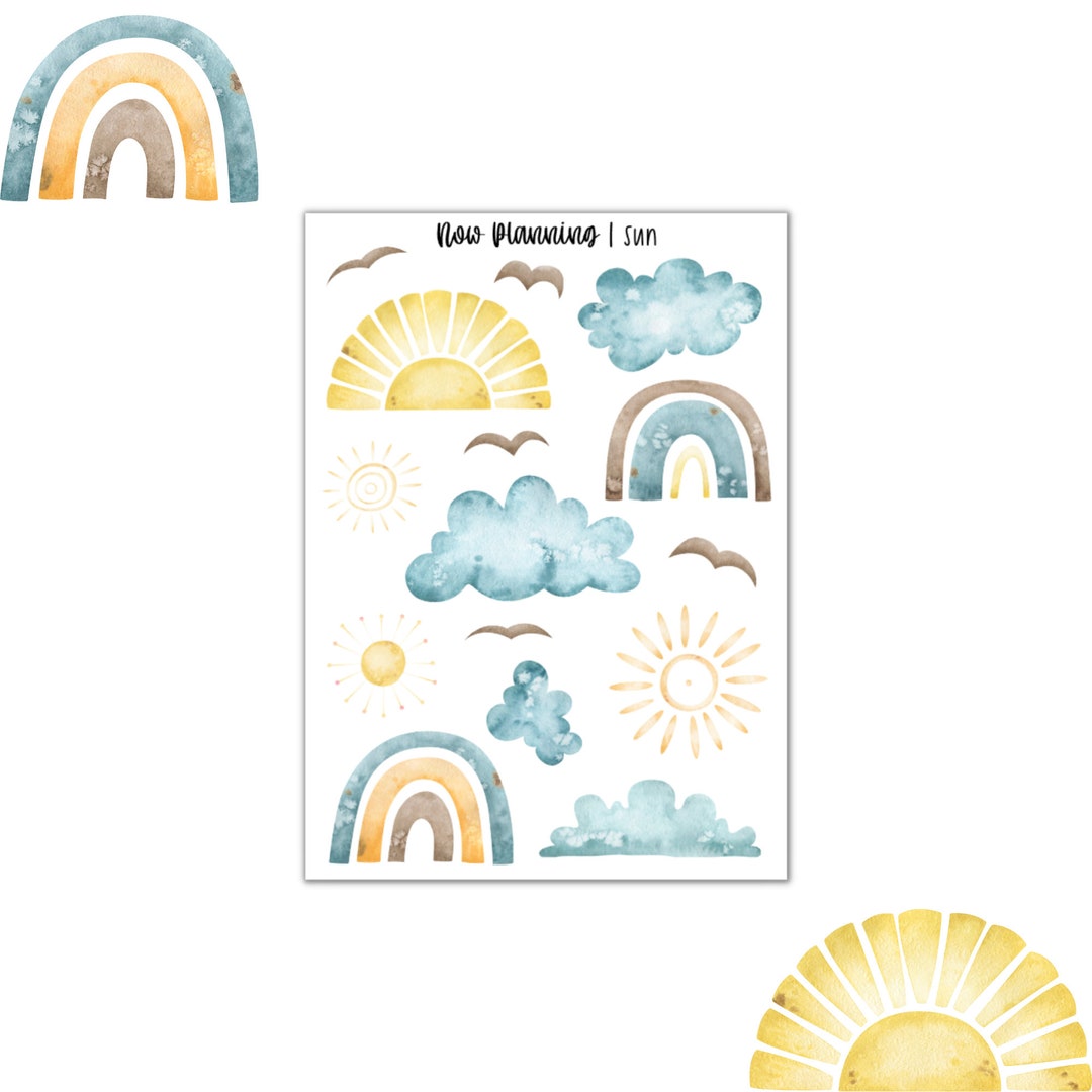 Sun Sticker Sheet | Journal Stickers, Planner Stickers, Scrapbook ...