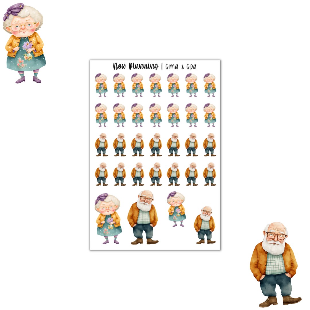 Grandma & Grandpa Sticker Sheet | Bullet Journal Stickers, Planner ...