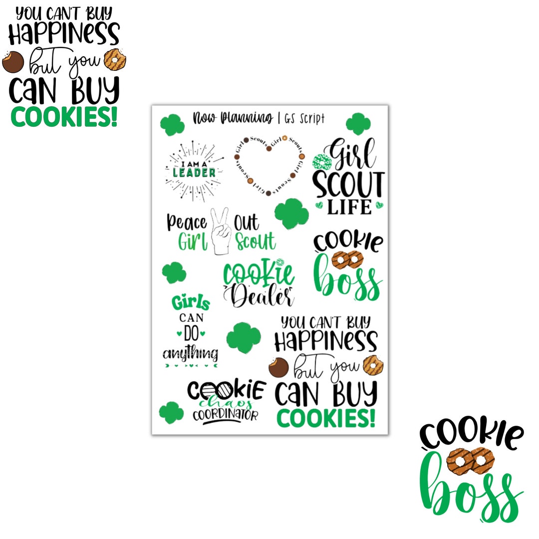 Girl Scout Cookie Script Sticker Sheet Bullet Journal Stickers, Planner ...