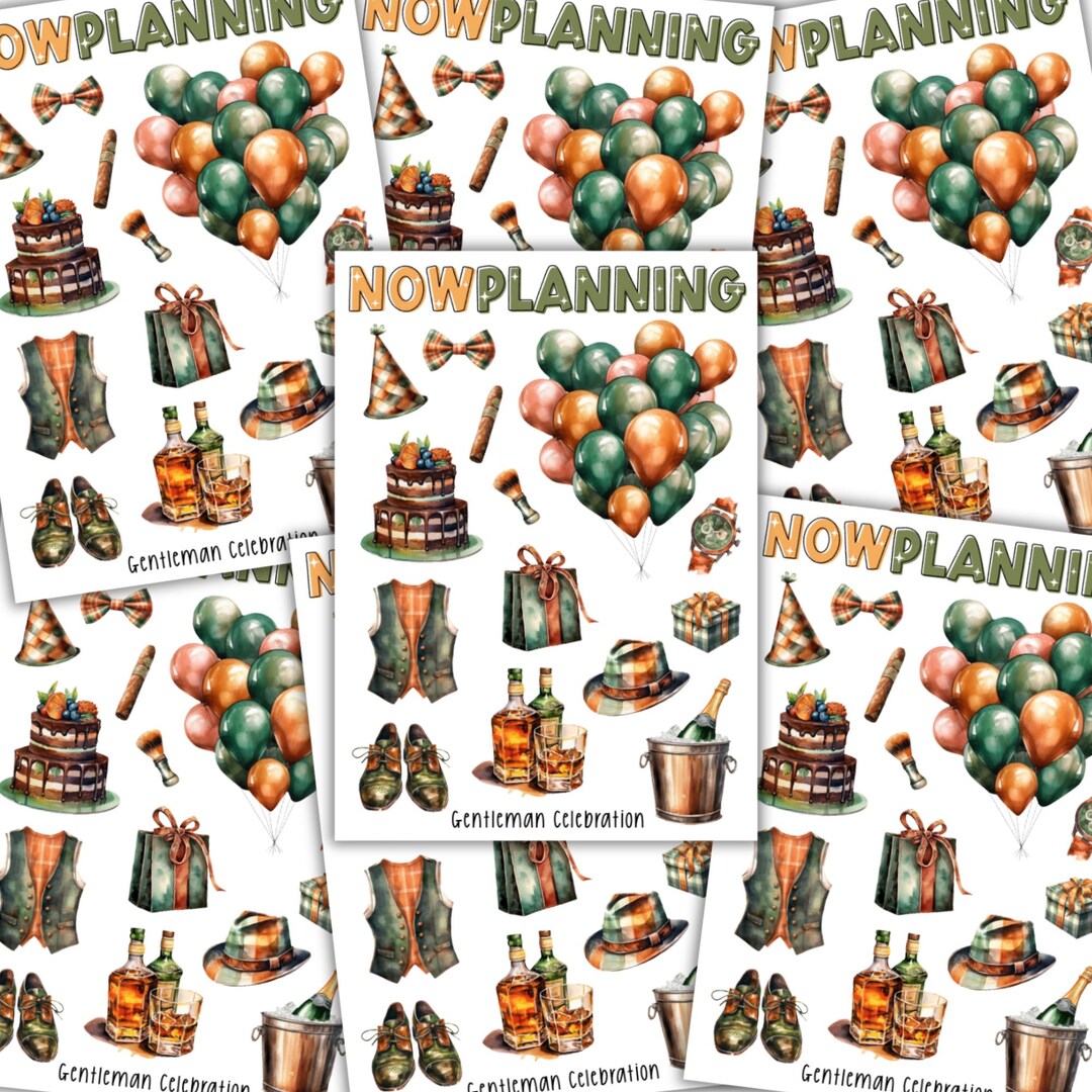 Gentleman Celebration Sticker Sheet | Birthday Stickers | Journal ...