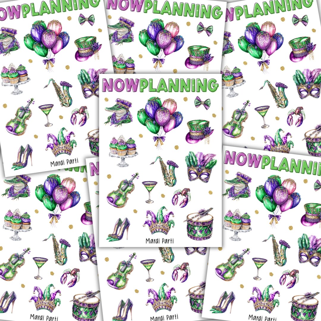 Mardi Parti Sticker Sheet | Journal Stickers, Planner Stickers ...