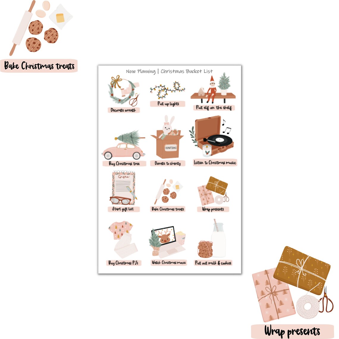 Christmas Bucket List Sticker Sheet Bullet Journal Stickers - Etsy