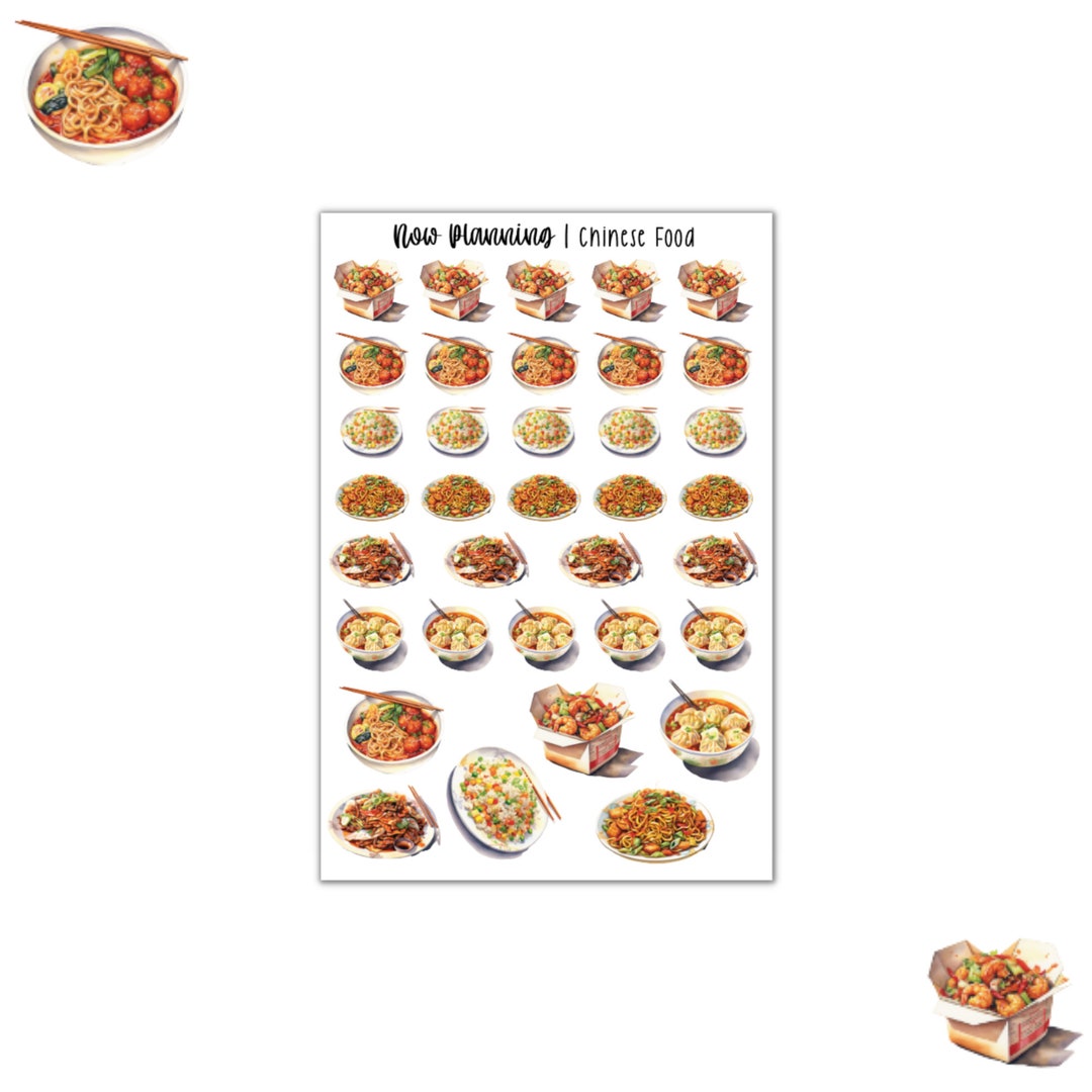 Chinese Food Sticker Sheet | Bullet Journal Stickers, Planner Stickers ...