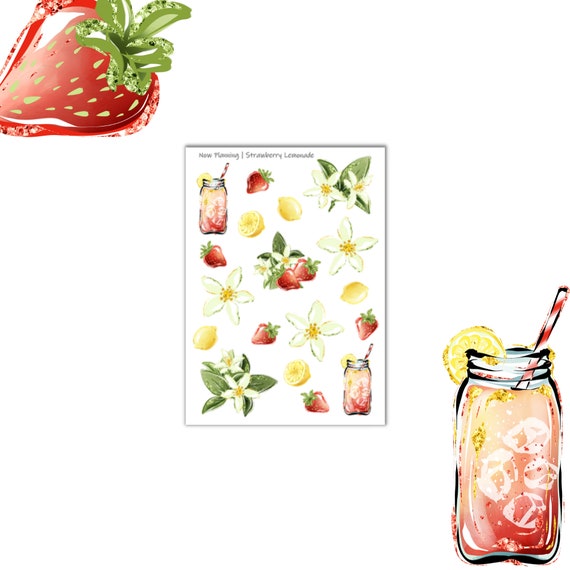 Strawberry Lemonade Sticker Sheet Journal Stickers Planner - Etsy