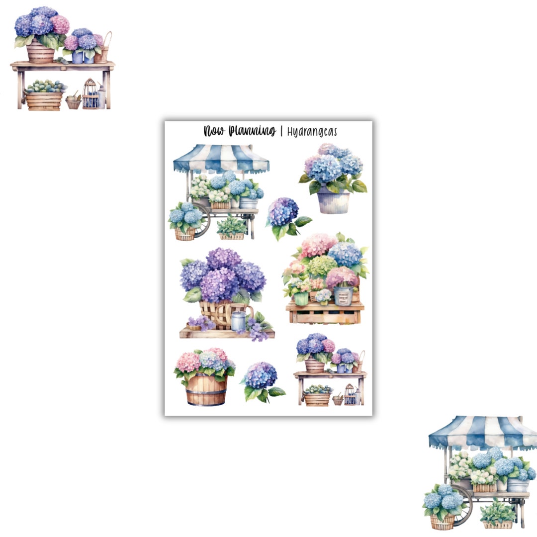 Hydrangeas Sticker Sheet | Journal Stickers, Planner Stickers ...