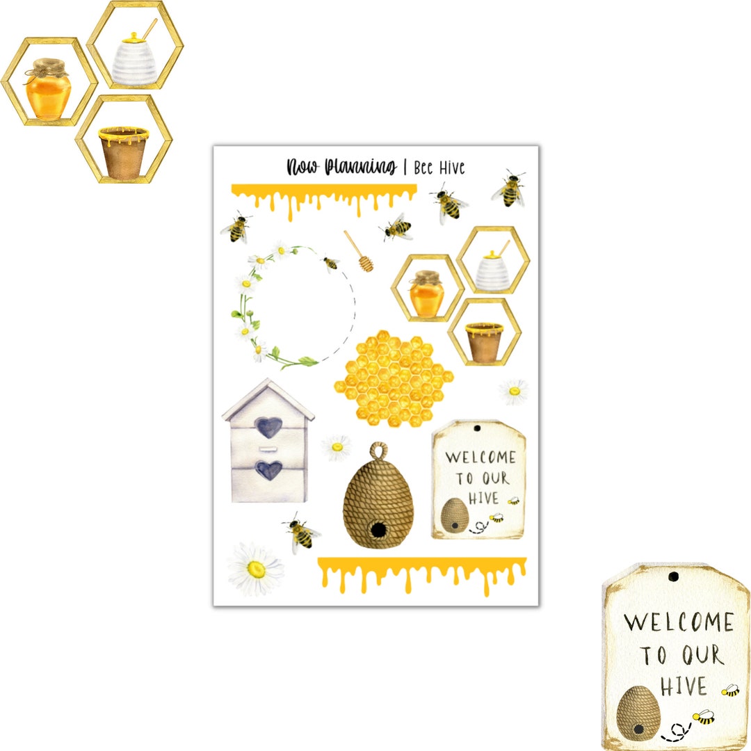 Bee Hive Sticker Sheet | Journal Stickers, Planner Stickers, Scrapbook ...