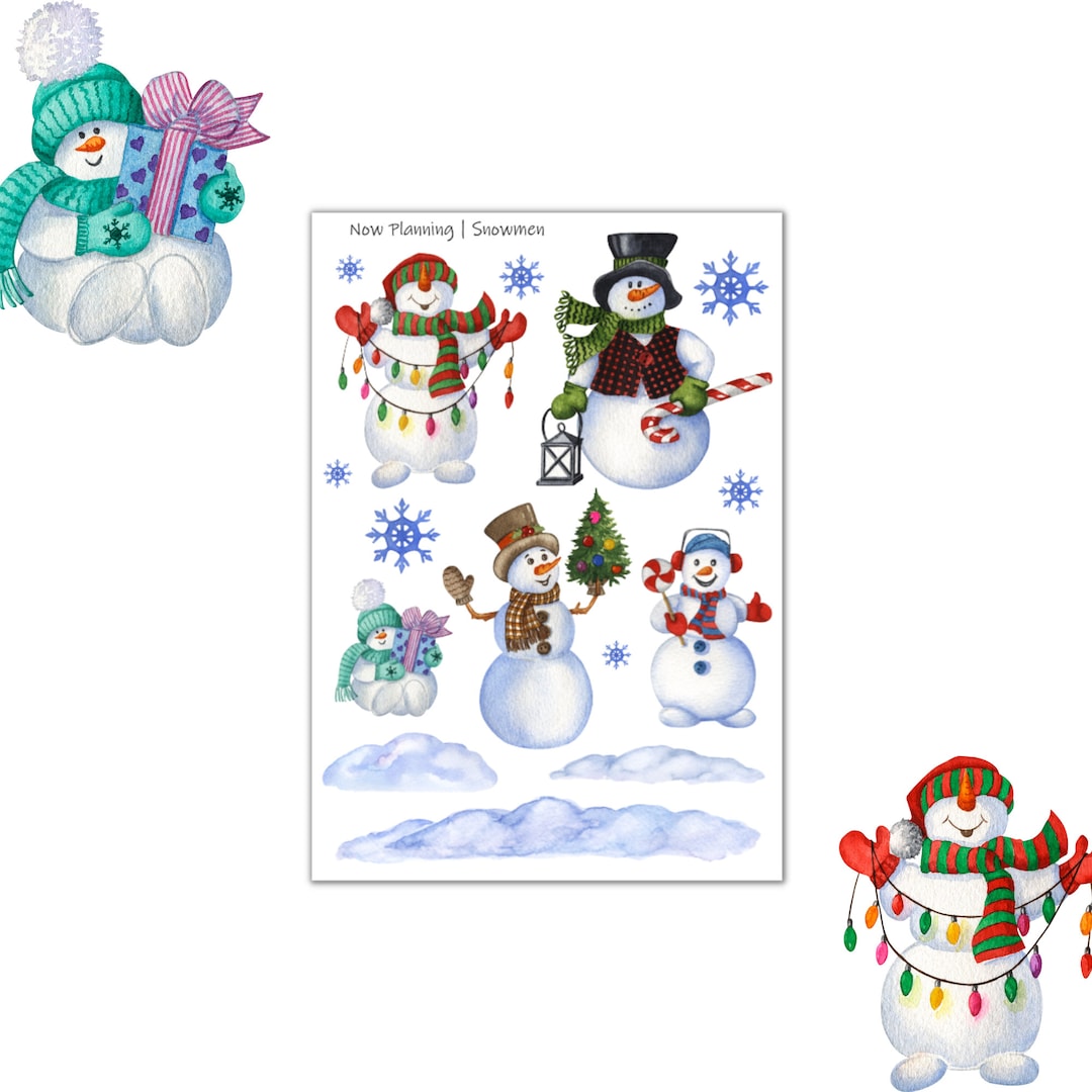 Snowmen Sticker Sheet | Bullet Journal Stickers, Planner Stickers ...