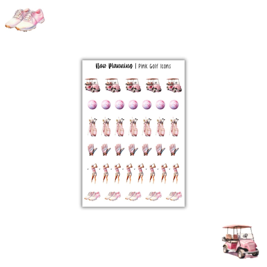 Pink Golf Icons Sticker Sheet | Journal Stickers, Planner Stickers ...