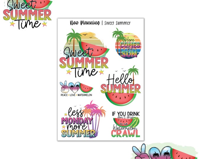 Summer Sticker Sheet Printable, Summertime, Summer Vibes, INSTANT ...