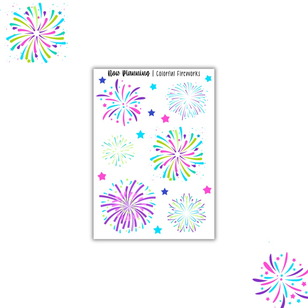 Colorful Fireworks Sticker Sheet | Journal Stickers, Planner Stickers ...