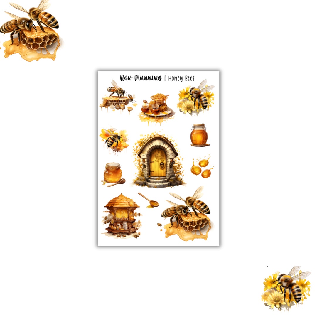 Honey Bees Sticker Sheet | Journal Stickers, Planner Stickers ...