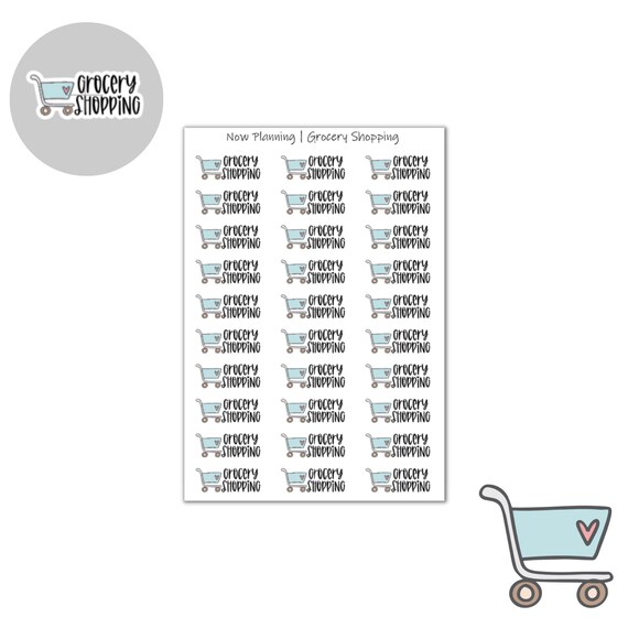 Grocery Order Grocery Shopping Stickers Planner Sticker Sheet Paper ...