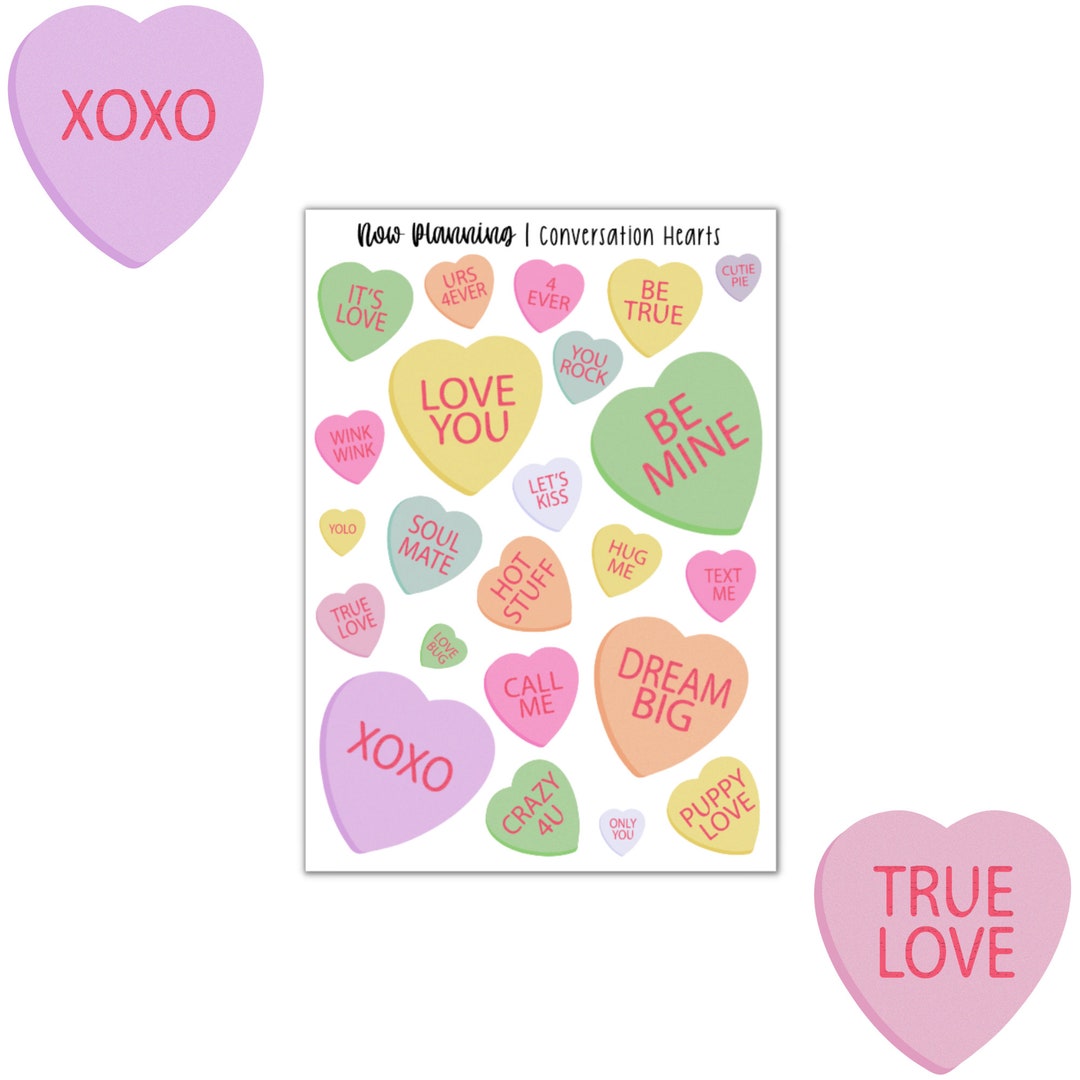 Conversation Hearts Sticker Sheet Valentine's Day Stickers Journal ...