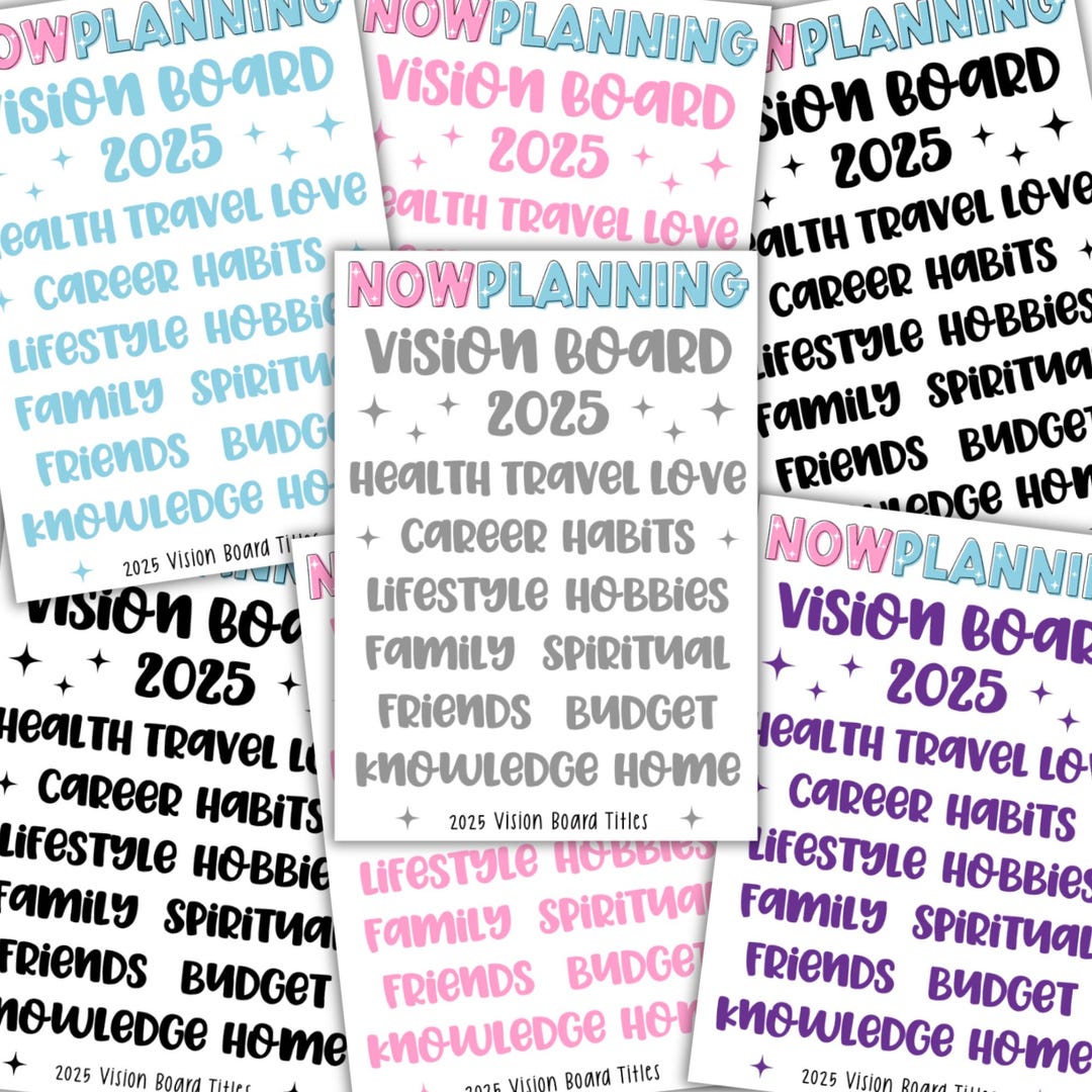 2025 Vision Board Titles Sticker Sheet | Vision Board Stickers | Bullet ...