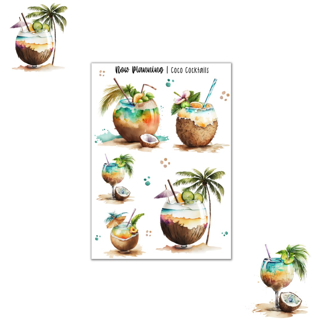 Coco Cocktails Sticker Sheet | Journal Stickers, Planner Stickers ...