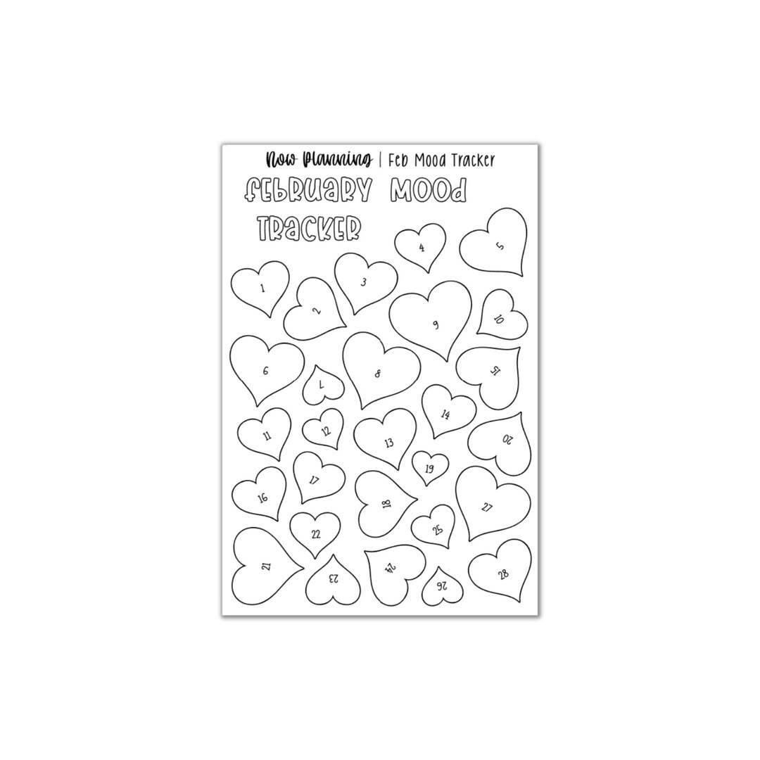 Feb Mood Tracker Sticker Sheet Valentine's Day Stickers Journal ...