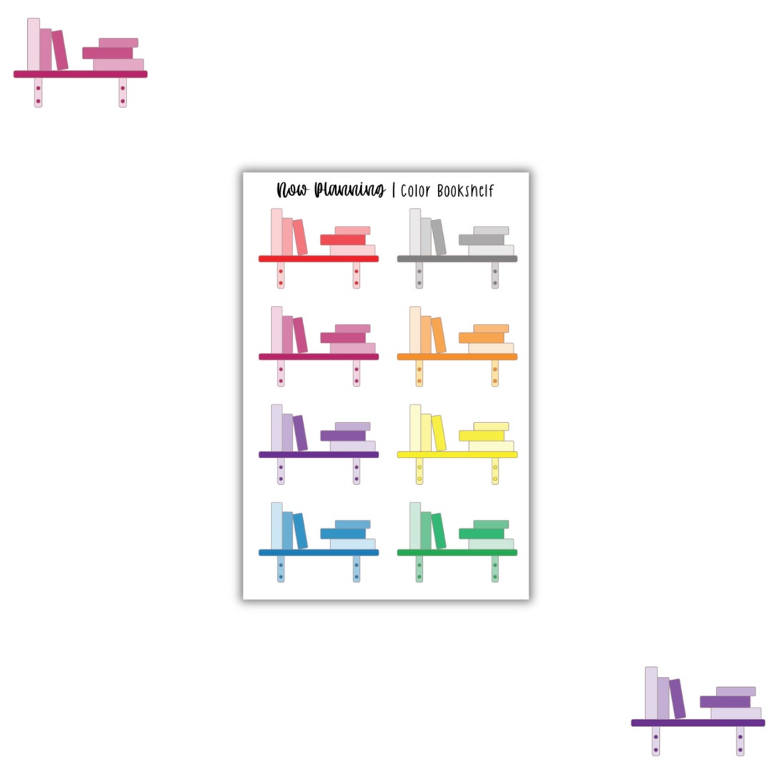 Color Bookshelf Sticker Sheet Book Reading Stickers Journal Stickers ...