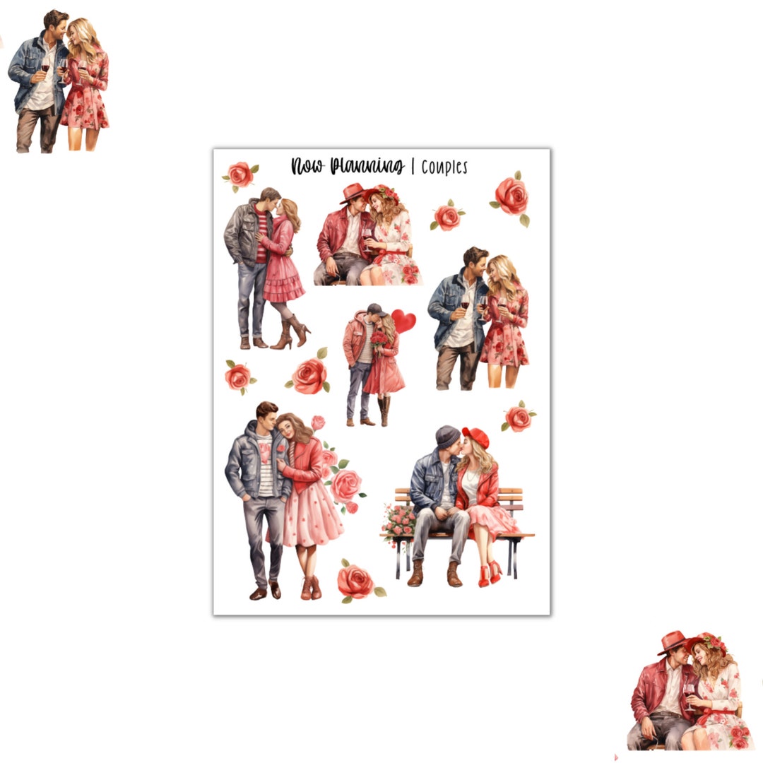Couples Sticker Sheet | Valentine's Day Stickers | Journal Stickers ...