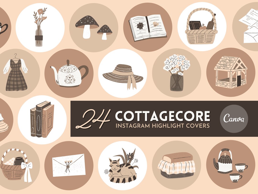 Neutral Cottagecore Instagram Story Highlight Covers Cute Insta PNG ...