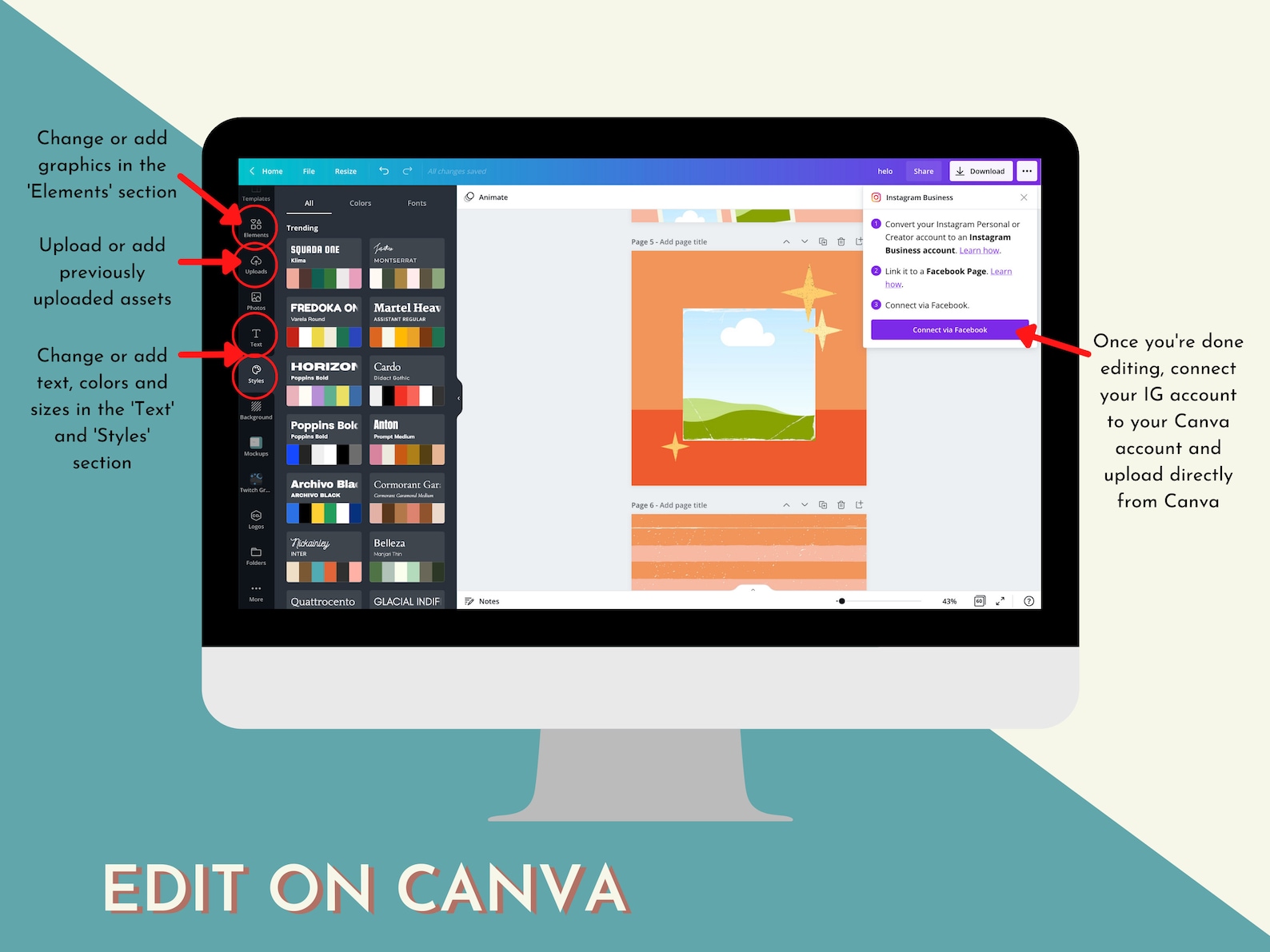 Retro Style Canva Post Templates for Instagram. Bright and Fun - Etsy